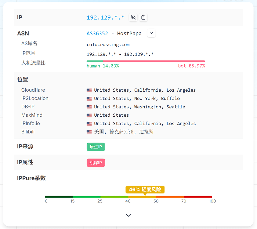 【快速食用版】如何测试IP纯净度 - #9，来自 chone - 开发调优 - LINUX DO